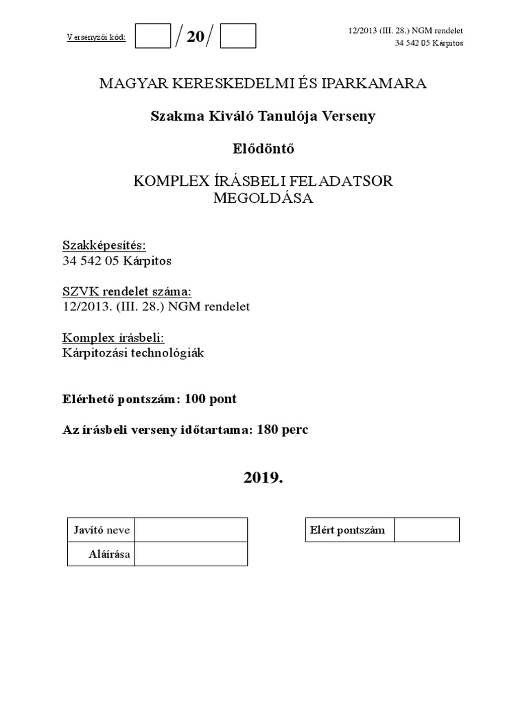 2019 Kárpitos Megoldás | PDF