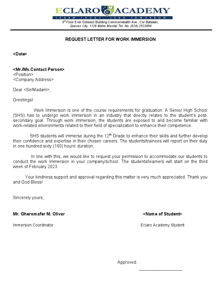 Request Letter Individual | PDF