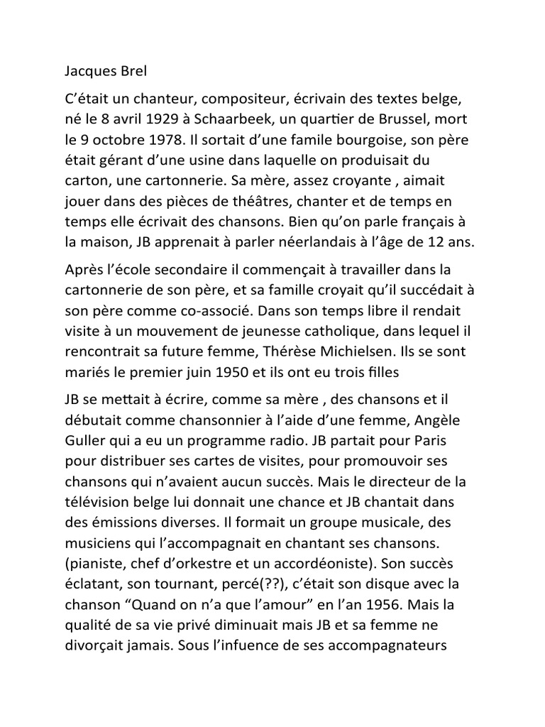Jacques Brel | PDF | Art