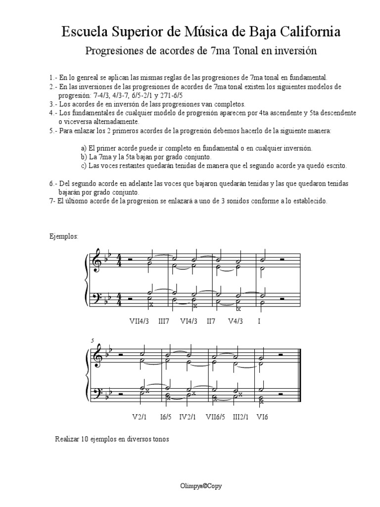 Progresiones de Acordes de 7ma Tonal en Inversión PDF | PDF | Acorde ...