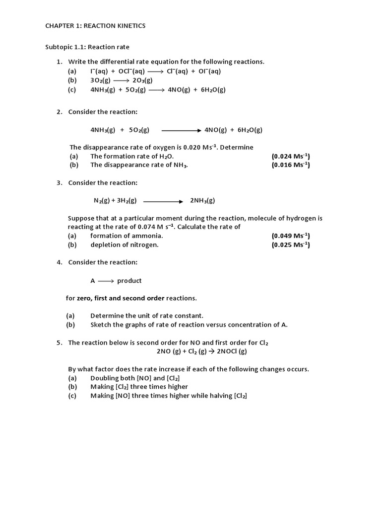 Reaction Kinetics: Rate Equations & Calculations | PDF | Reaction Rate ...