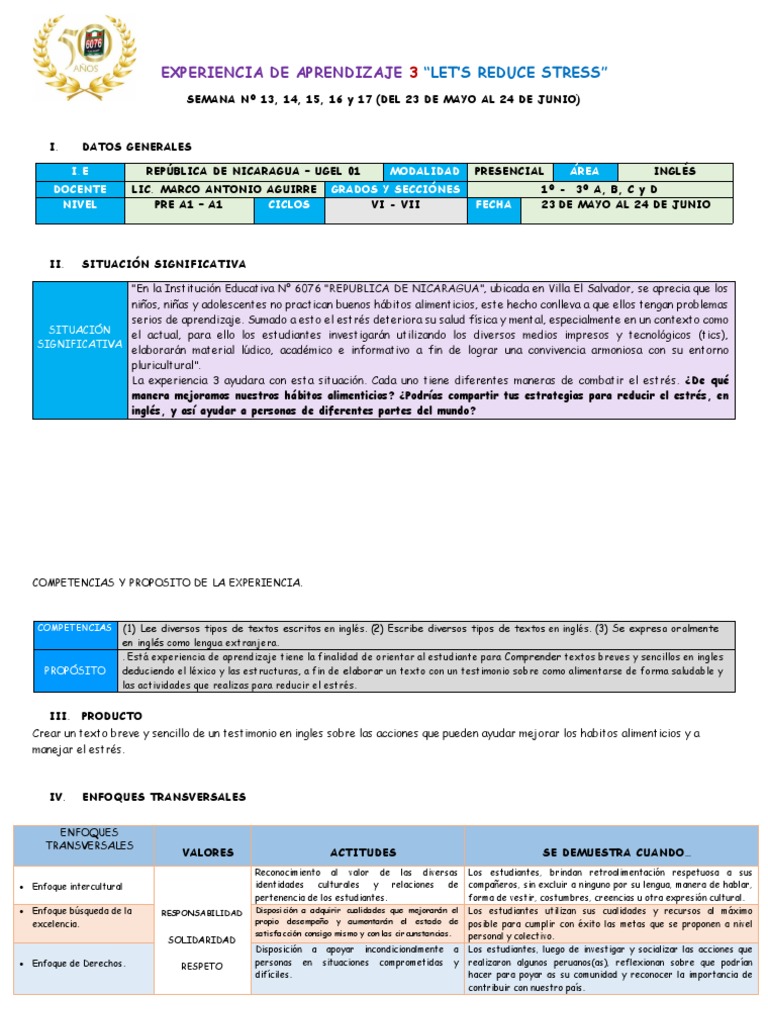 Experiencia 3 de Aprendizaje Eda 2022 | PDF | Evaluación | Aprendizaje