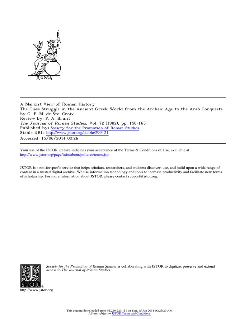 A Marxist View of Roman History | PDF | Karl Marx | Exploitation Of Labour