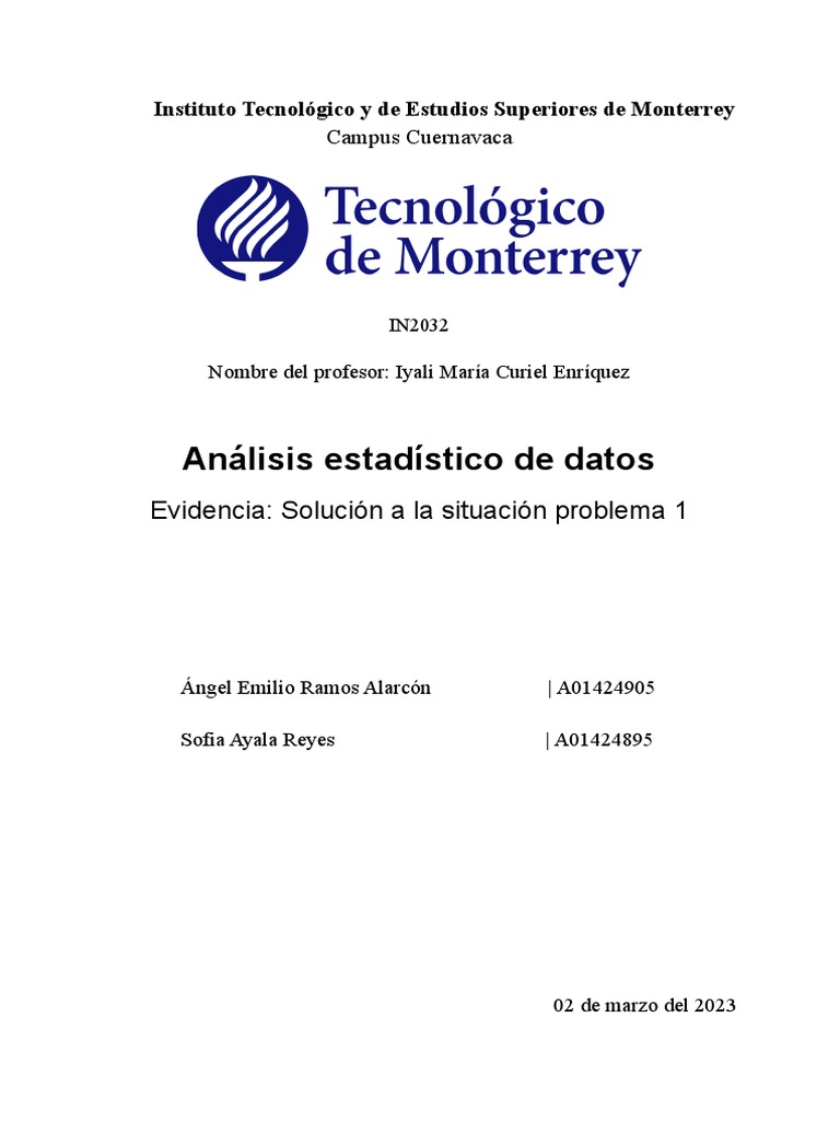 E1 - Evidencia Solución de La Situación Problema 1 | PDF | Probabilidad | Desviación Estándar