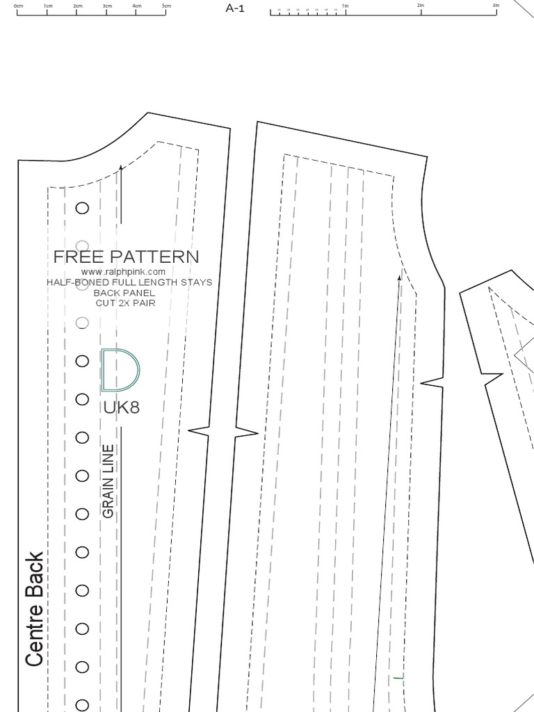 Free Pattern: Half-Boned Full Length Stays Back Panel Cut 2X Pair | PDF