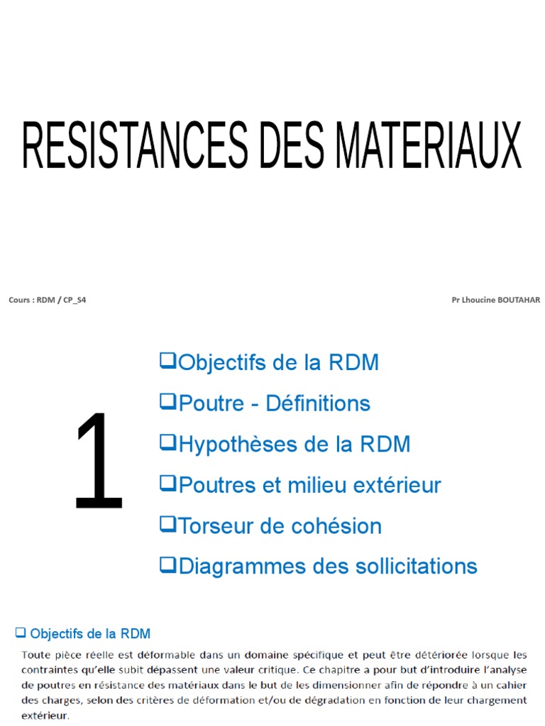 Cours de RDM CP S4 | PDF | Résistance des matériaux | Matériaux