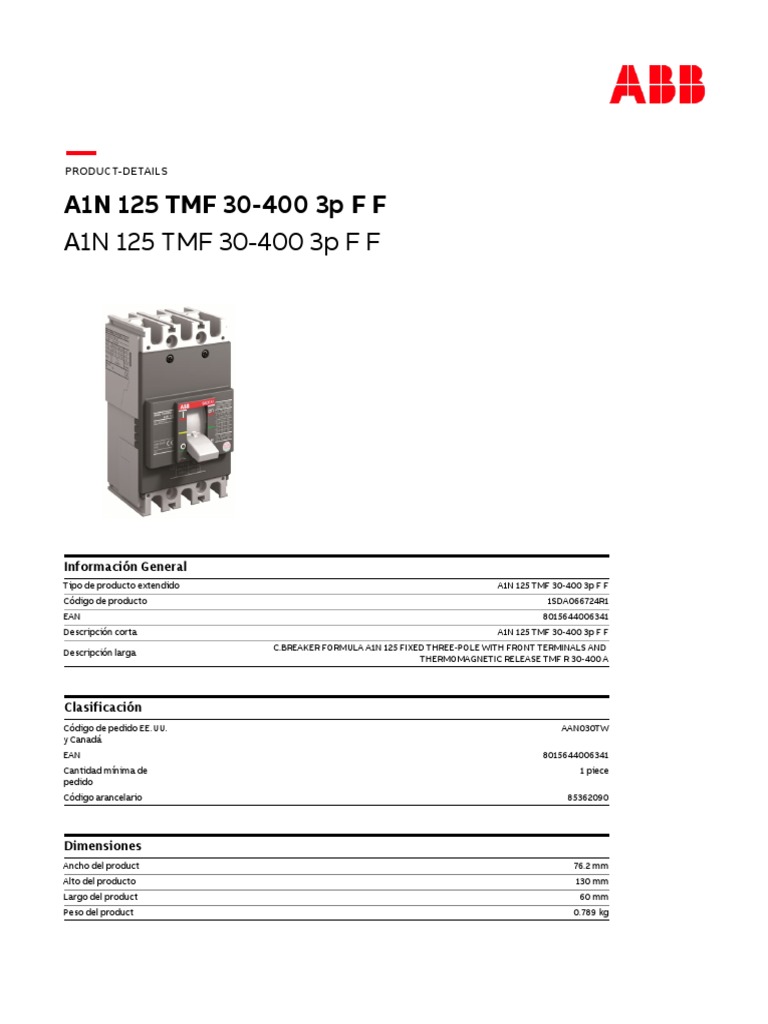 1SDA066724R1 A1n 125 TMF 30 400 3p F F PDF | PDF | Energia electrica ...