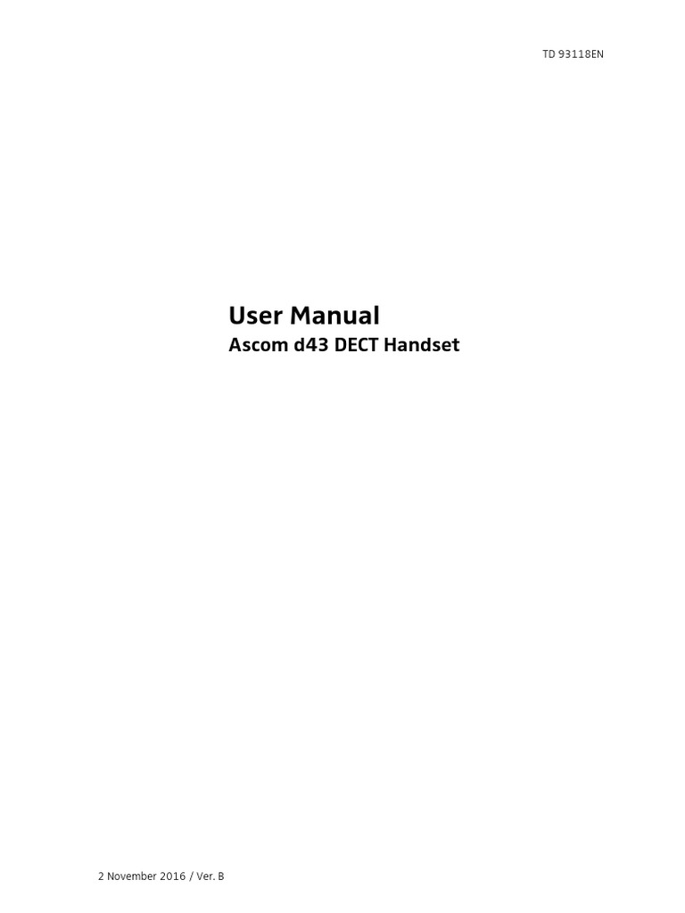 User Manual For Ascom d43 DECT Handset PDF | PDF | Icon (Computing) | Battery Charger