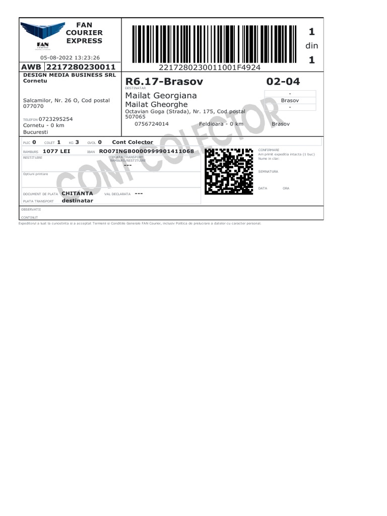 FAN Courier Express: Design Media Business SRL Cornetu | PDF