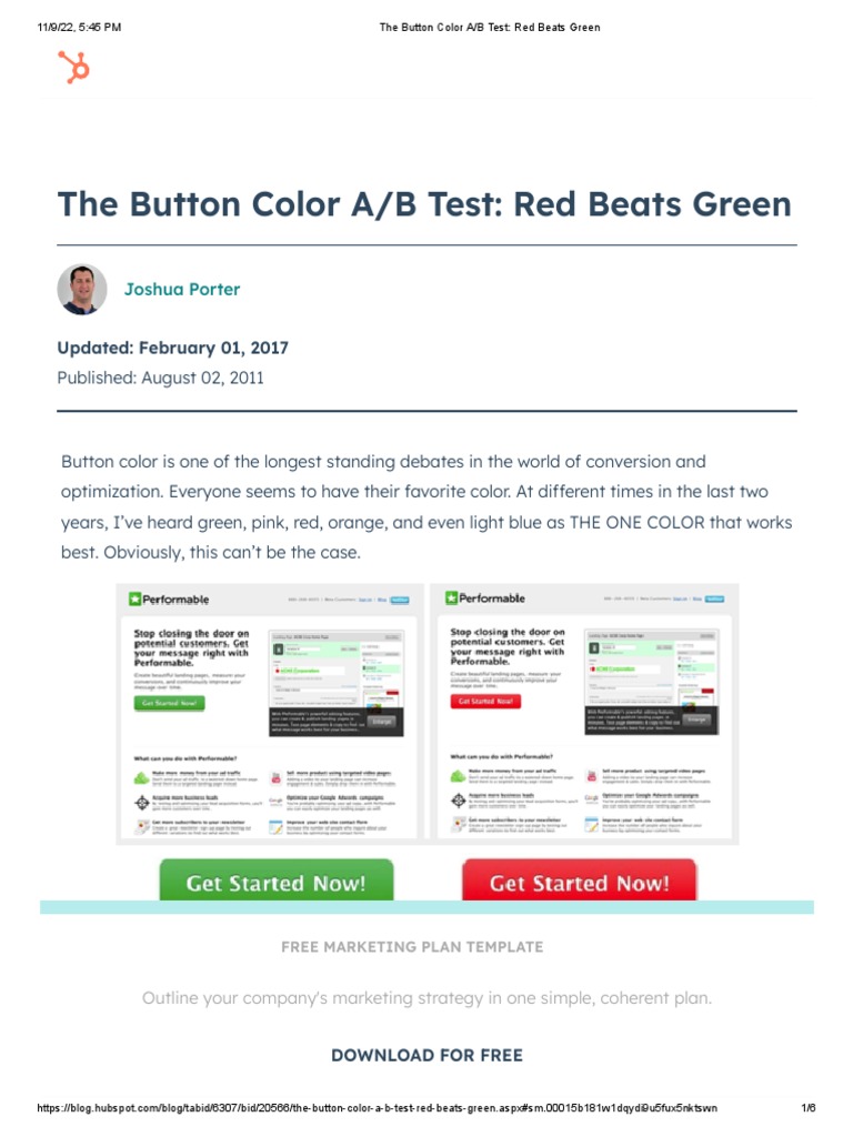 The Button Color A - B Test - Red Beats Green PDF | PDF | Career ...