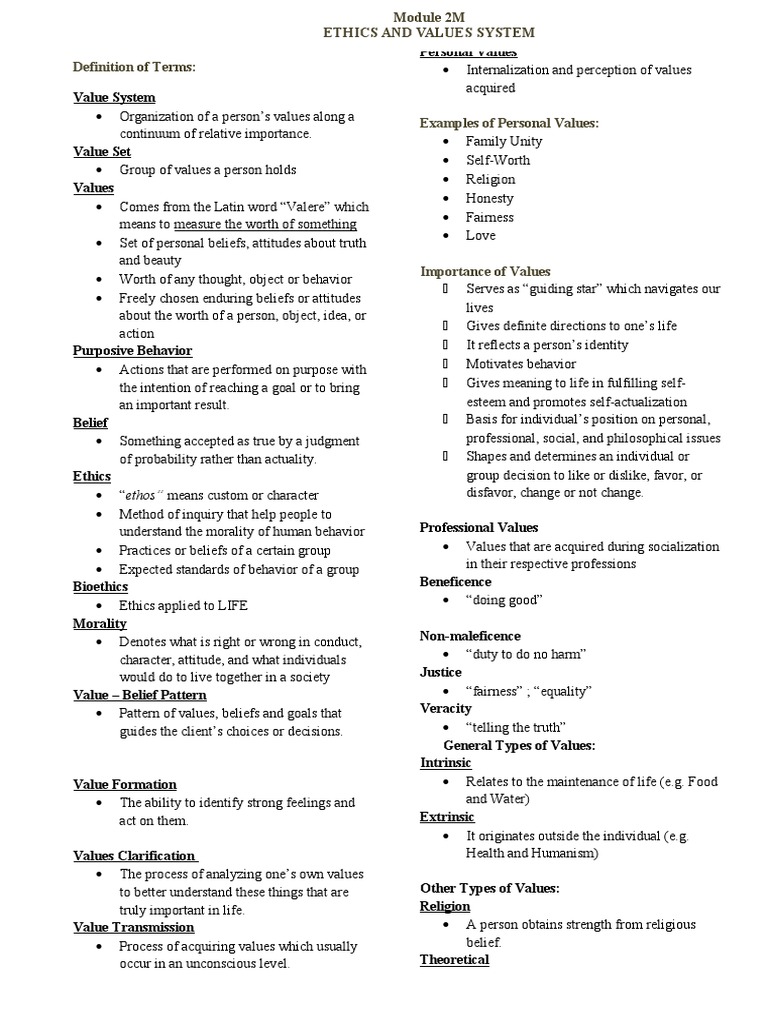 2m Ethics and Values System | PDF | Attitude (Psychology) | Morality