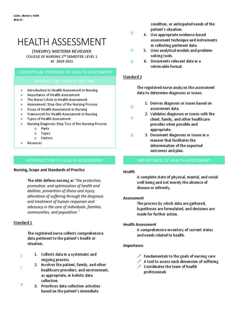 Ha Midterm Reviewer | PDF | Medical Diagnosis | Nursing