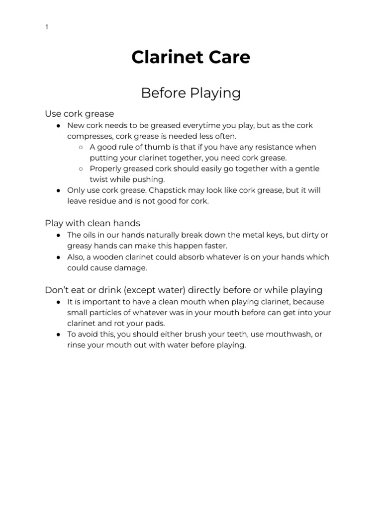 Clarinet Care | PDF | Clarinet