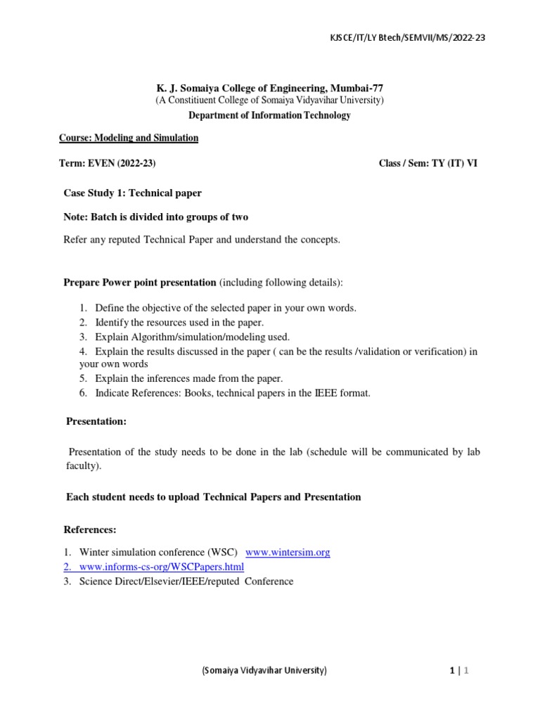 MS - Exp No 2 (Case Study) - 22-23 - Ver1 | PDF