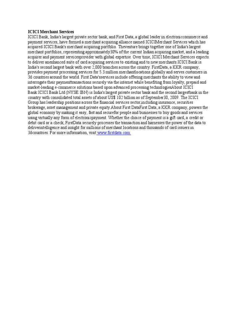 ICICI Merchant Services | PDF | Finance & Money Management | Computers