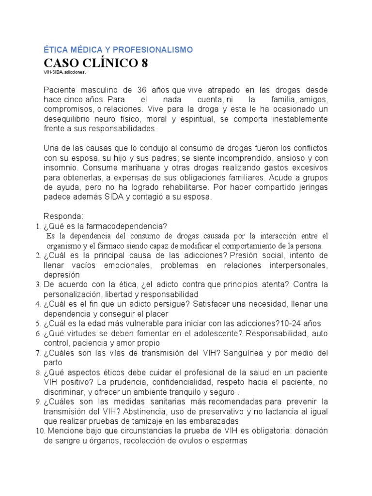 Ética Caso Clínico 8 | PDF | La dependencia de sustancias | VIH / SIDA