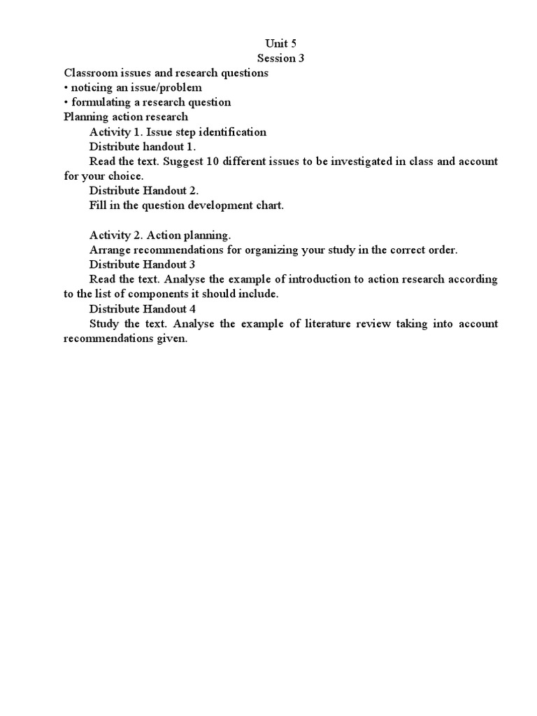 Unit 5 Session 3 Handouts | PDF | Reading Comprehension | Teachers