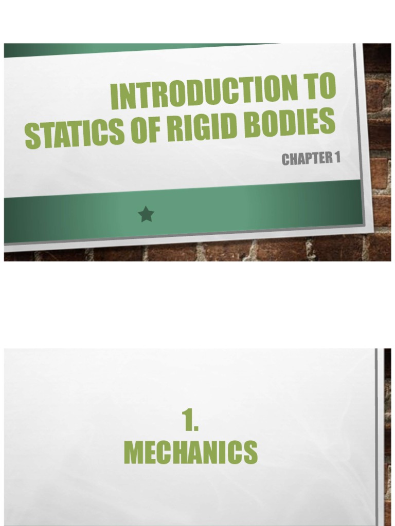 Chapter 1 Introduction To Statics | PDF | Force | Mechanics