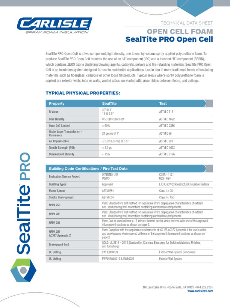 1a. SealTite-PRO-OC-TDS - (0119) | PDF | Building Insulation | Polyurethane
