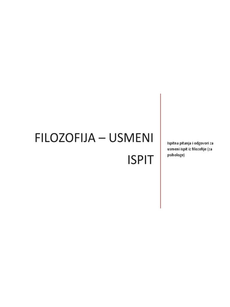 Filozofija Ispit | PDF