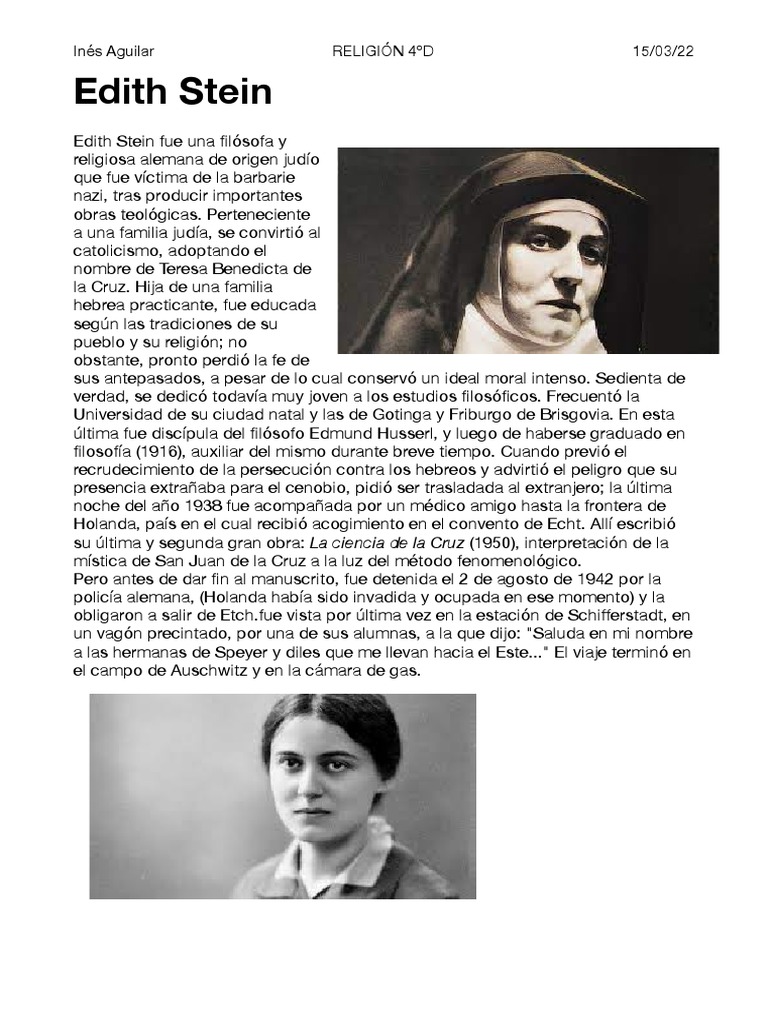 Edith Stein | PDF | Religión y espiritualidad
