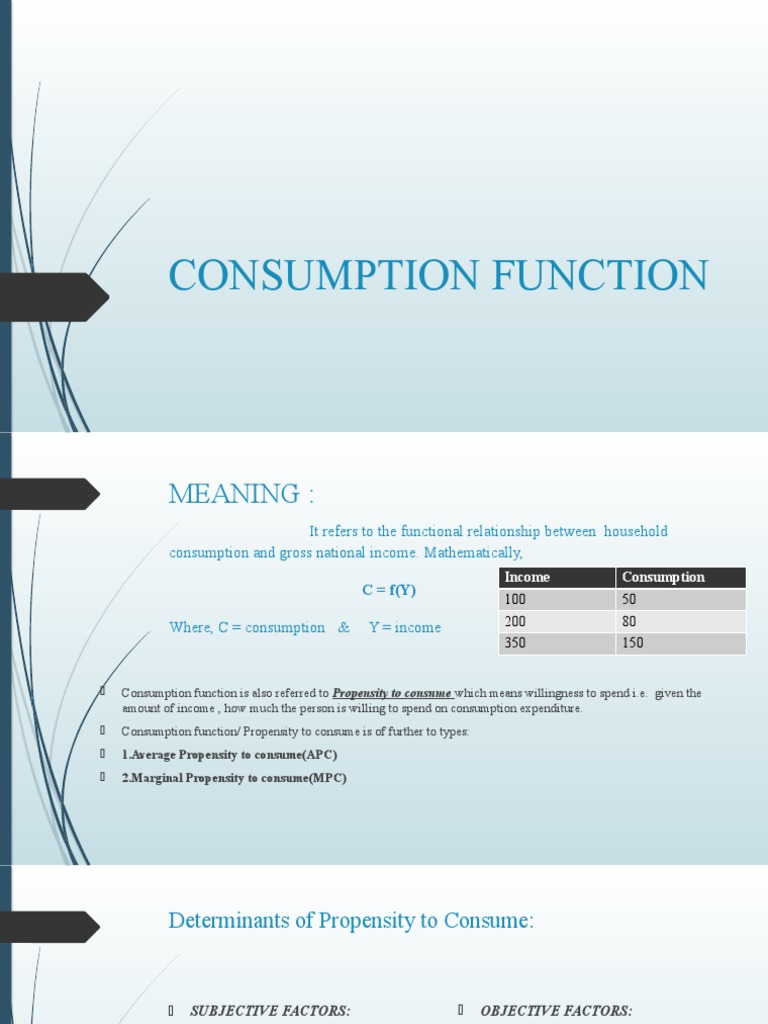 Consumption Function | Download Free PDF | Consumption (Economics) | Microeconomics