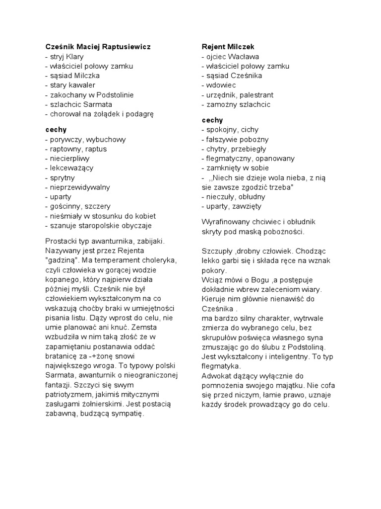 Cześnik Rejent | PDF