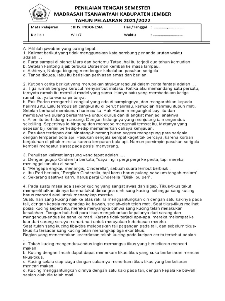 PTS B.Indo Kelas 7 | PDF