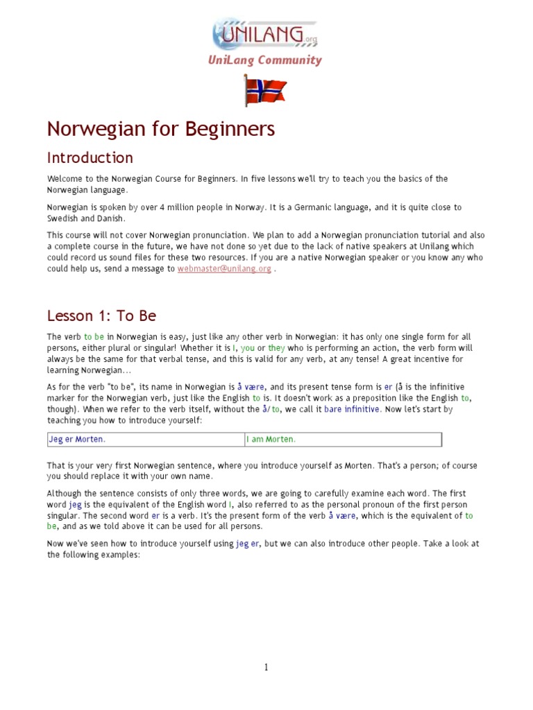 Norwegian Language Basics for Beginners | PDF | Grammatical Gender ...
