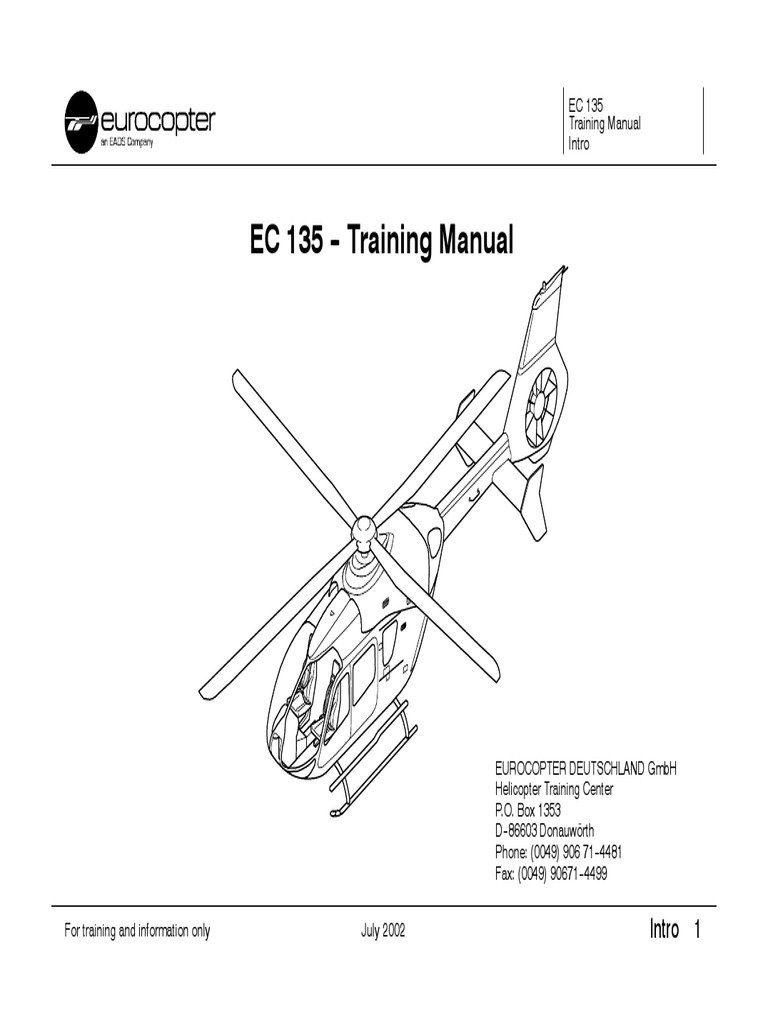 EC 135 Training Manual PDF | PDF | Helicopter Rotor | Aircraft