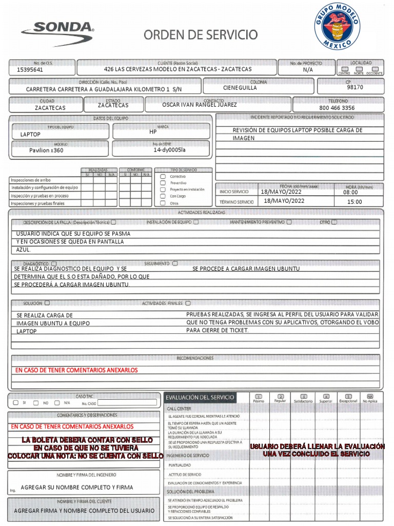 Ejemplo de Como Llenar Boleta Correctamente | PDF