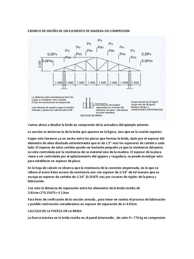 DAM Ejemplo de Diseño en Compresion Madera v3 | PDF | Braguero ...