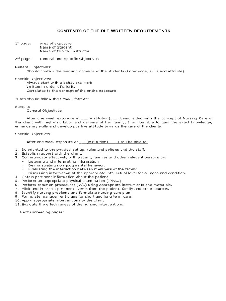 RLE Written Requirements Overview | PDF | Edema | Chronic Condition