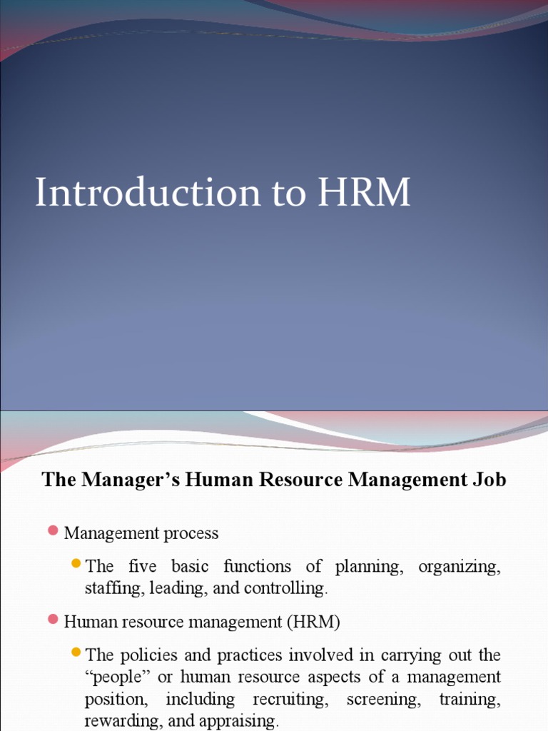 1 Introduction - HRM | PDF | Human Resource Management | Human Resources