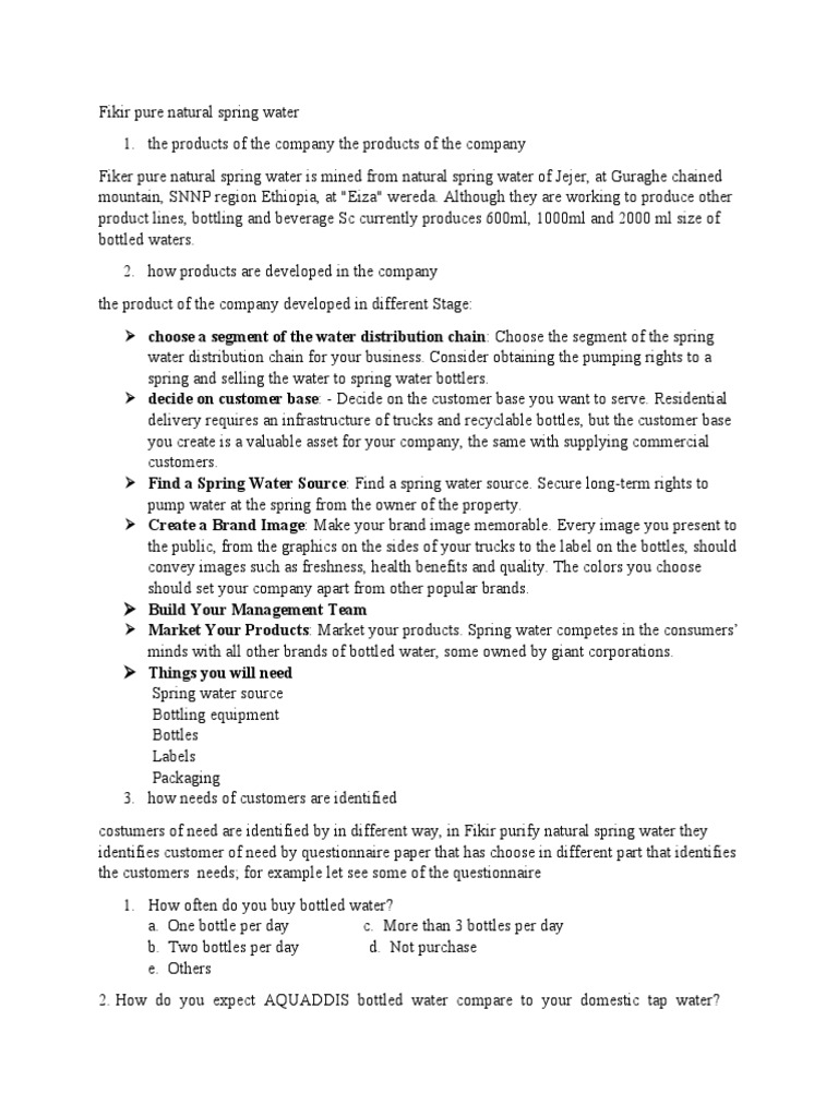 Fikir Pure Natural Spring Water | PDF | Brand | Advertising