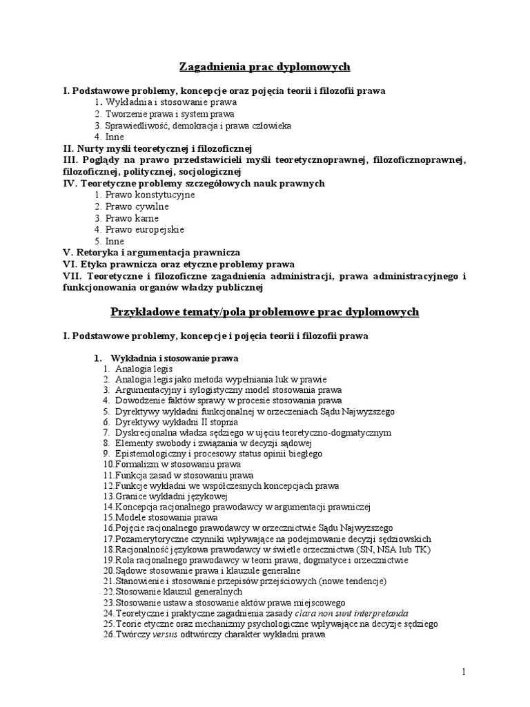 Przykładowe Tematy Prac Dyplomowych | PDF