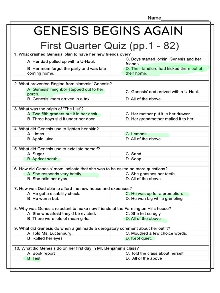 Valeria Amaya Burgos - Genesis Begins Again First Quarter Work PDF | PDF