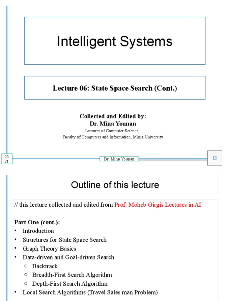 IntSys Lec 06 2 State Space Search DR - Mina | PDF | Graph Theory | Computer Science