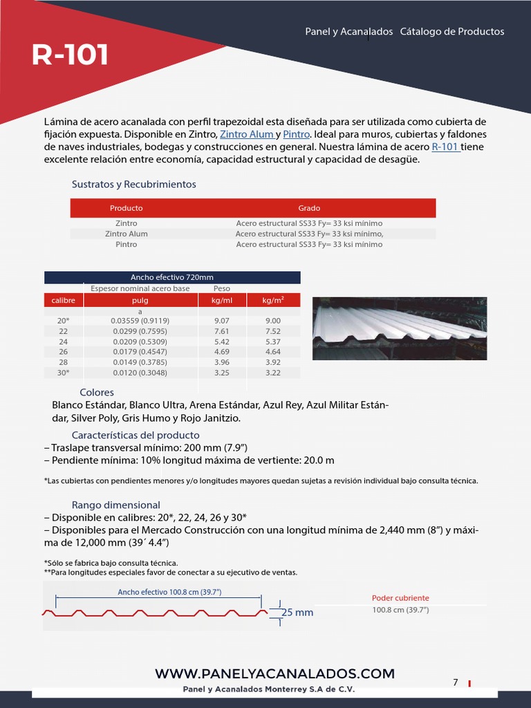 Lamina R 101 Panel y Acanalados | PDF