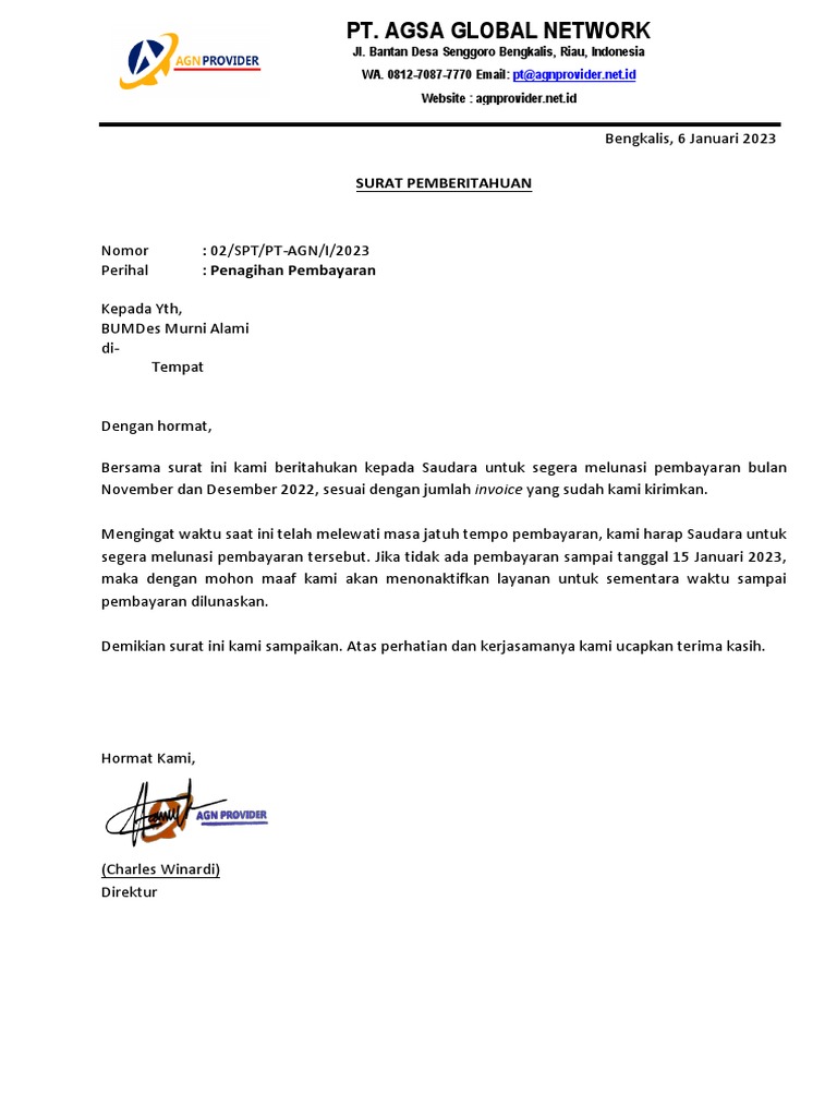 Surat Tagihan Pembayaran | PDF