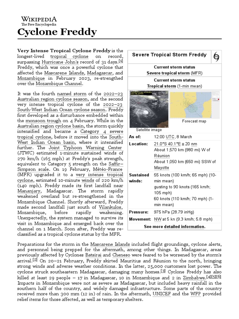 Cyclone Freddy PDF | PDF | Tropical Cyclones | Eye (Cyclone)