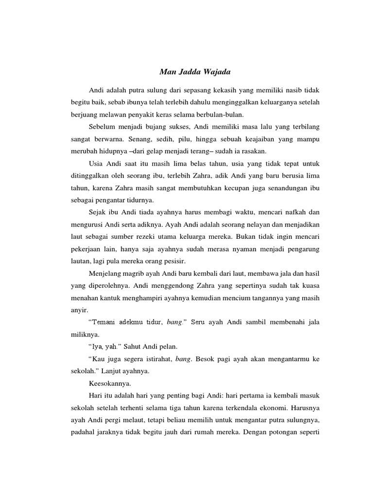 Cerpen Inspiratif Alfin Azka Irhamnie (Man Jadda Wajada) | PDF