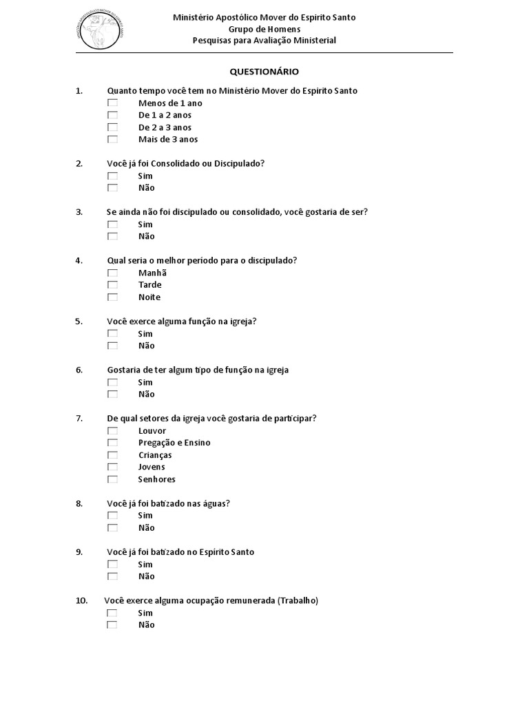Pesquisa Grupo de Homens | PDF | Autoajuda