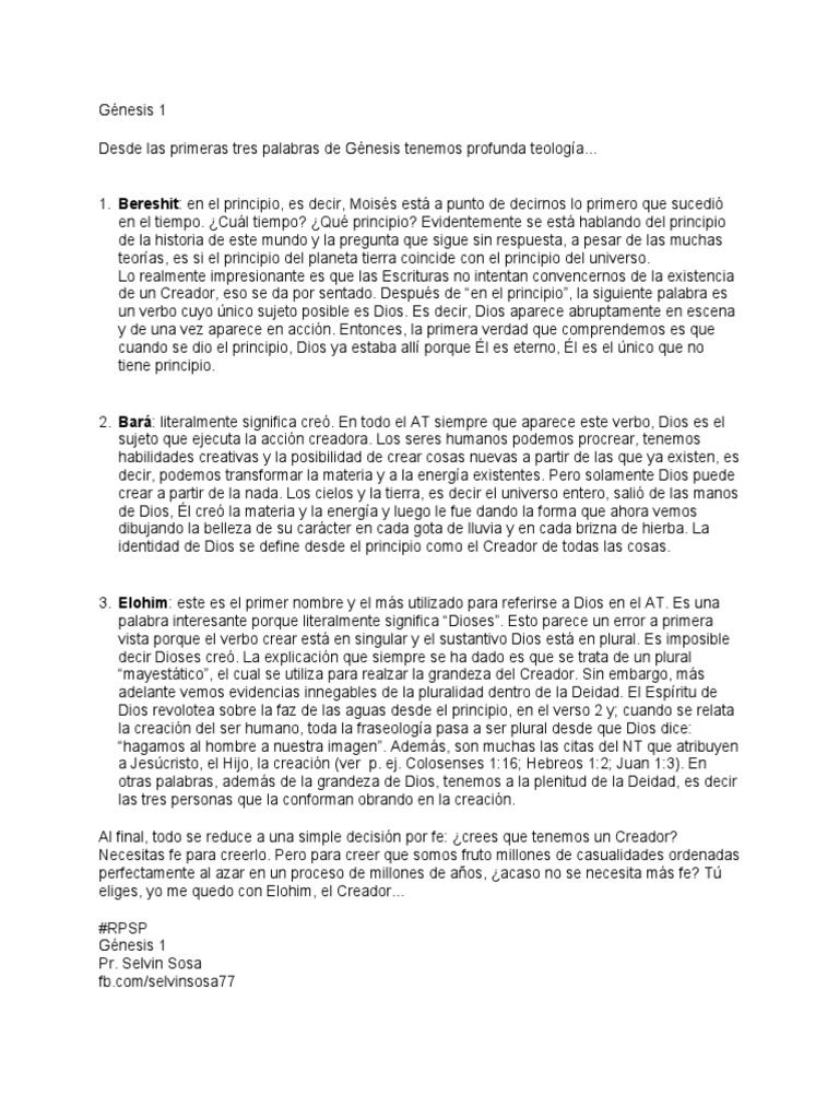 Génesis 1 | PDF | Dios | Narrativa de la creación del Génesis