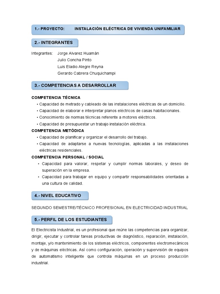 Método de Proyectos - Instalaciones | PDF | Ingenieria Eléctrica | Cableado eléctrico