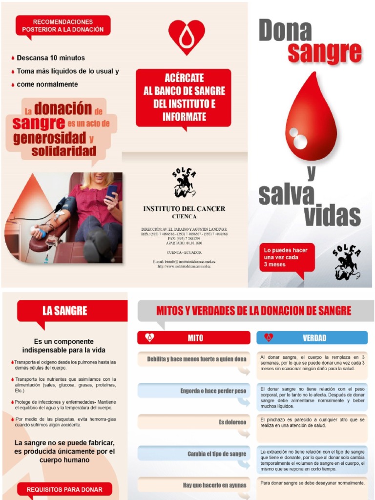Triptico Donacion de Sangre | PDF