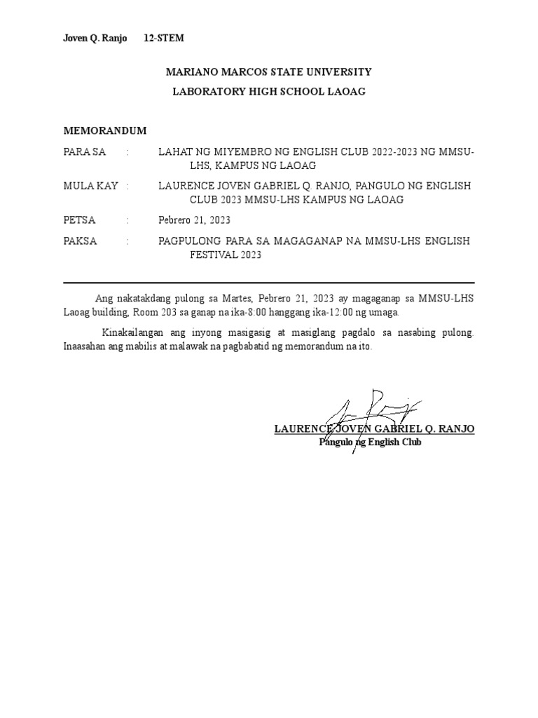 MEMO | PDF