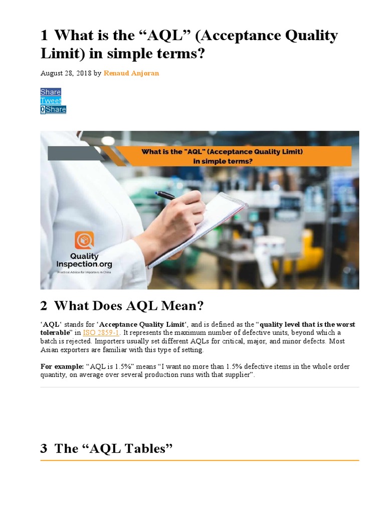 1 What Is The "AQL" (Acceptance Quality Limit) in Simple Terms? | PDF | Sampling (Statistics ...