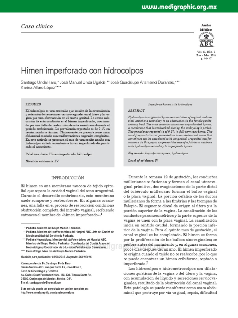 Himen Imperforado en Recién Nacida | PDF | Vagina | Especialidades Medicas