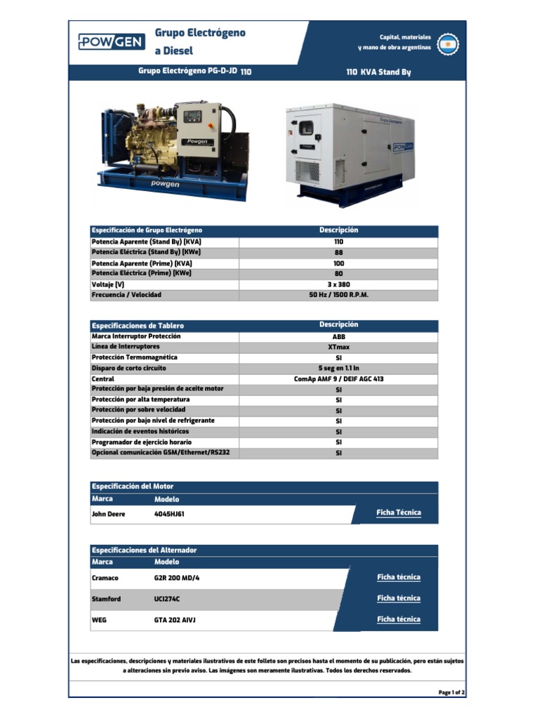Gep.d.110kva - Stb-100kva - Pri.johndeere Rev 02 | PDF